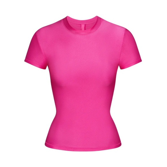 SKIMS | Tops | Skims Shine Jersey Tshirt Hot Pink | Poshmark